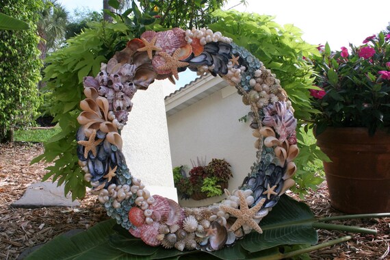 Handmade Artisan Shell Designer One of a Kind Seashell Mirror