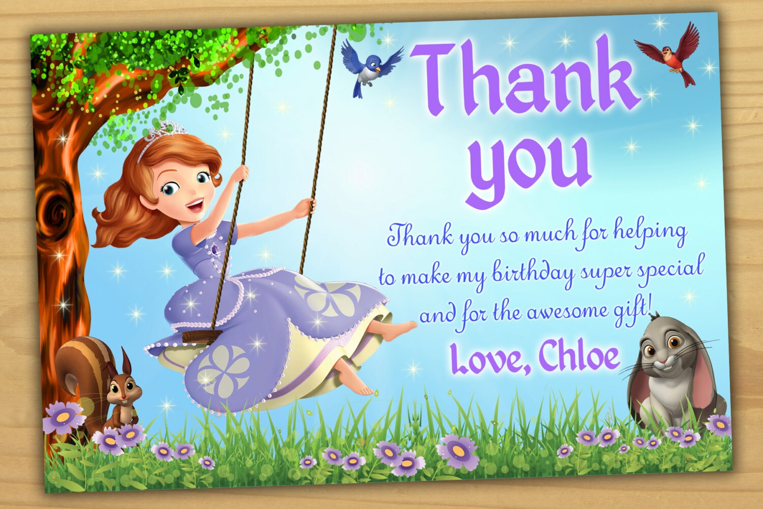 Sophia the first thank you card princess sophia thank you