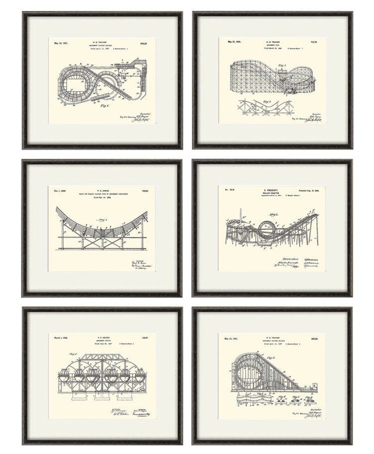 Roller Coaster Patent art print carnival art by VictorianWallDecor
