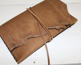 Raw leather wallet | Etsy