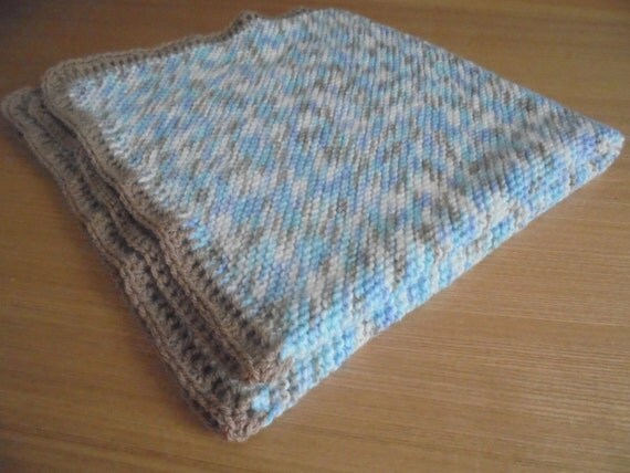 Items similar to lovely bias knit baby blanket with crochet trim /multi ... Items similar to lovely bias knit baby blanket with crochet trim /multi ...
