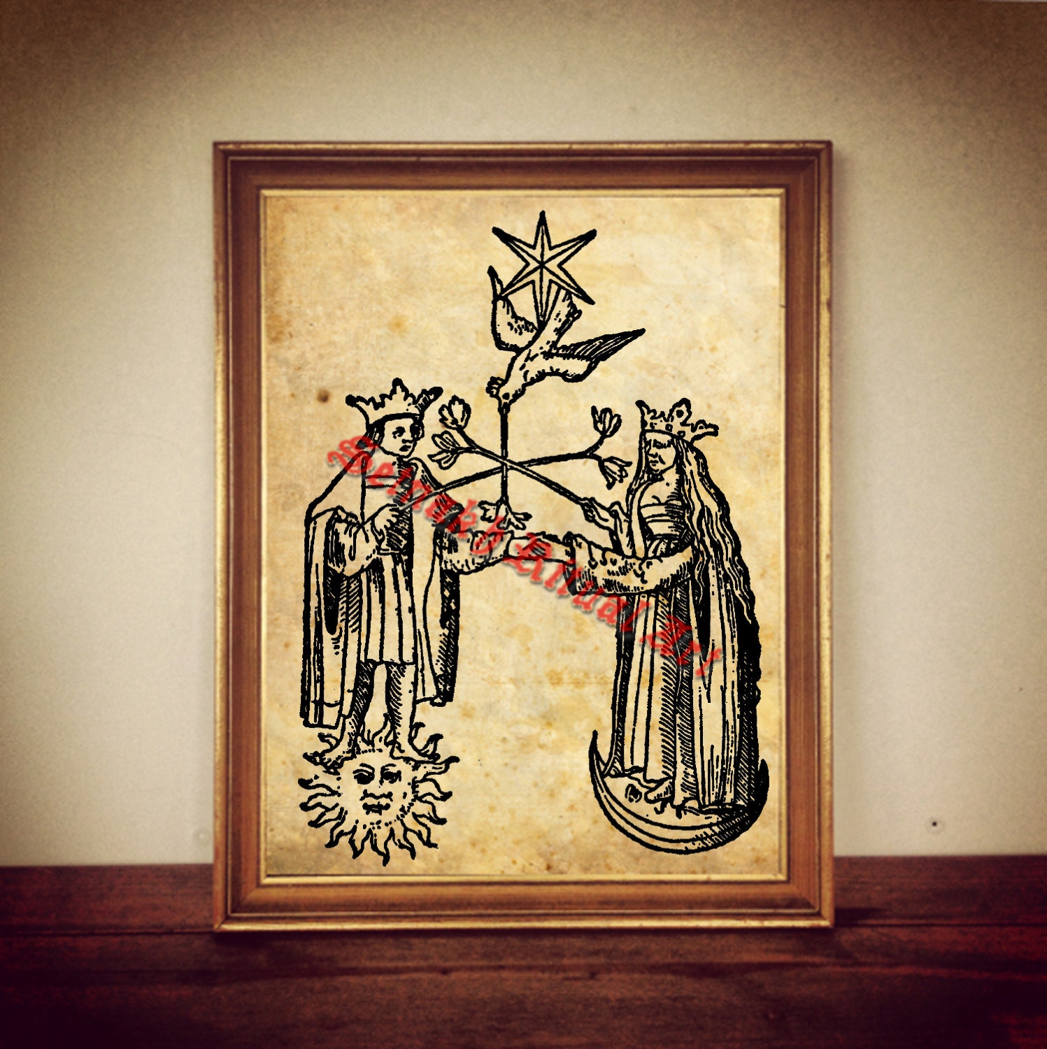 227 Alchemical print sacred marriage sun and moon