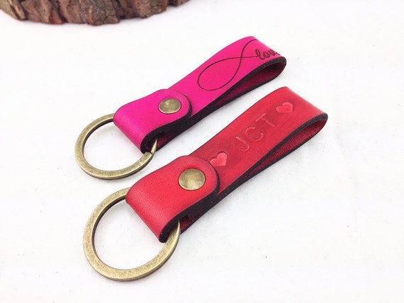 Womens keychain personalized key fob hand by TAleatherworks