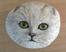 Unique painted rock cat related items | Etsy