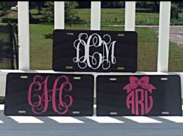 Custom Car Tags Monogrammed Front License by TreasuresByAllie
