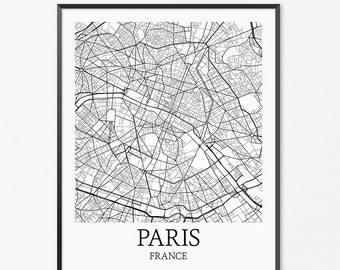 Paris map art | Etsy