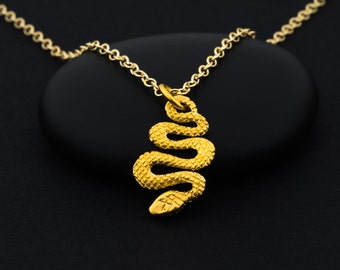 Gold Snake Necklace 14k Gold Vine Snake Pendant Snake Jewelry