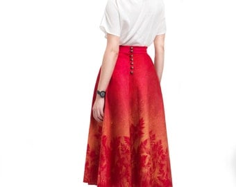 Red maxi skirt | Etsy