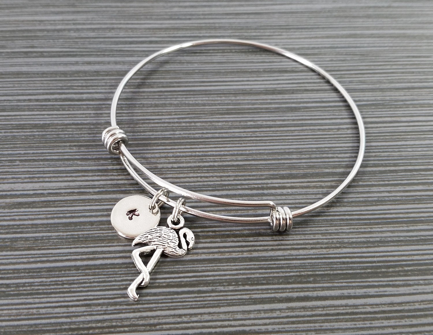 Flamingo Bangle Flamingo Charm Bracelet Expandable Bangle