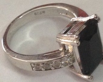 Black stone ring | Etsy