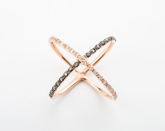 Diamond x ring | Etsy