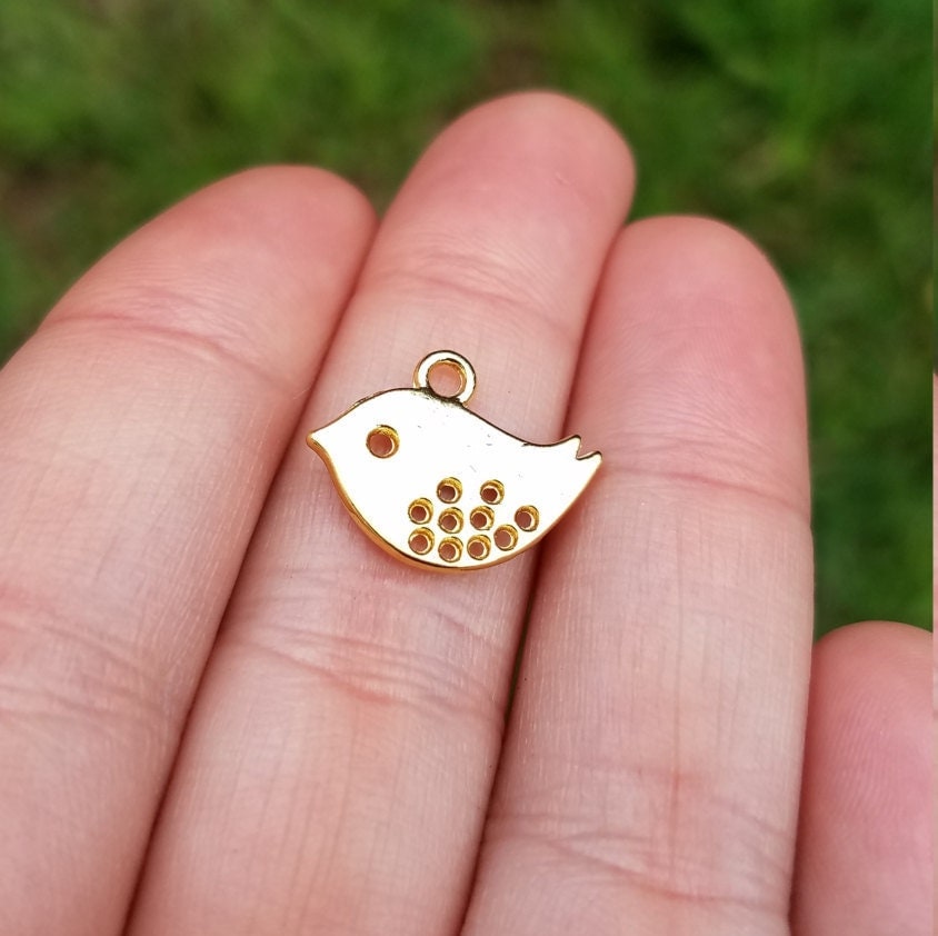 5 Pieces Gold Plated Bird Charm Hollow Bird Charm Bird