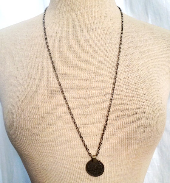 30 Inch Chain Necklace with Vintage Coin Pendant