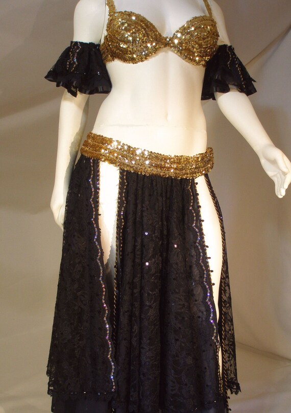 Belly Dance Costume Black Circle Skirt Renaissance Gypsy