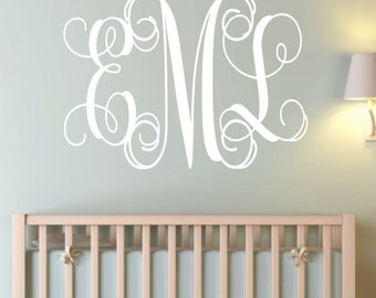 Personalized Monogram Initials Vinyl Wall Decal by landbgraphics