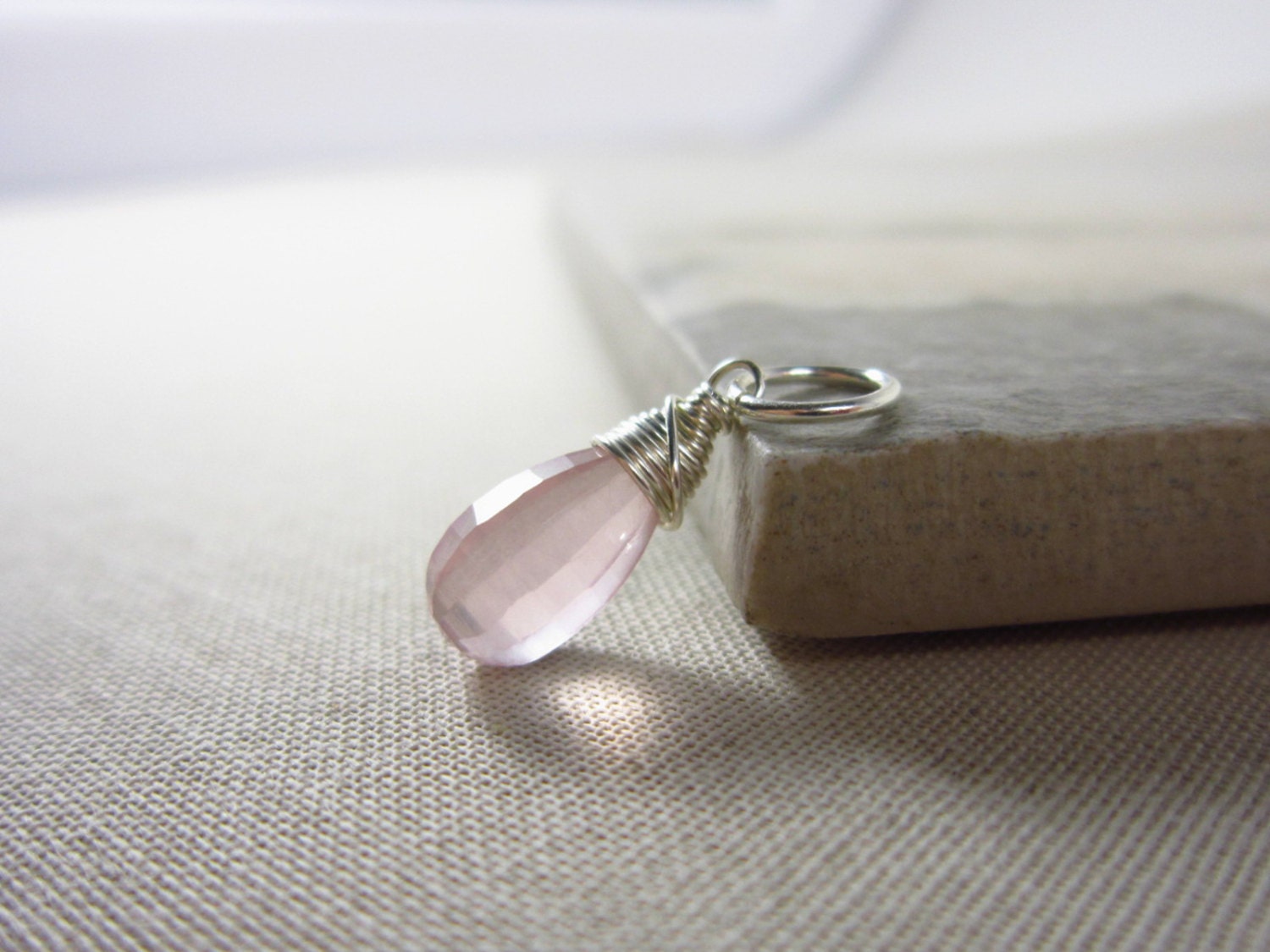 Light Pink Stone Charms Genuine Rose Quartz Pendants