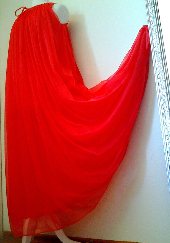 1960s Womens Red Hot Nightie Size Small