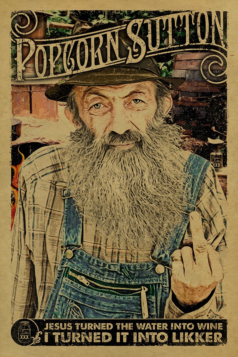 Popcorn Sutton Poster 12x18 on Kraft paper. TN. Tennessee Art.