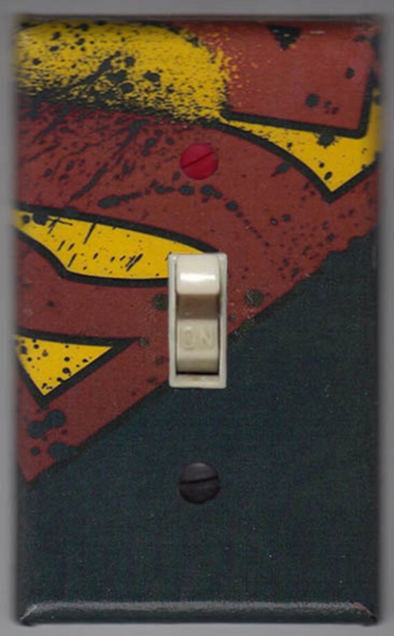 Superman Logo Light Switch Cover Plate by SuperheroWallArt