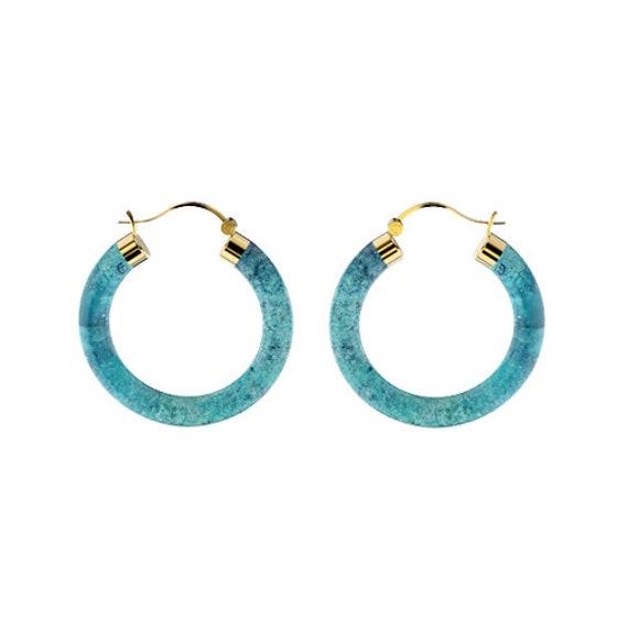TURQUOISE Hoop Gold Earrings