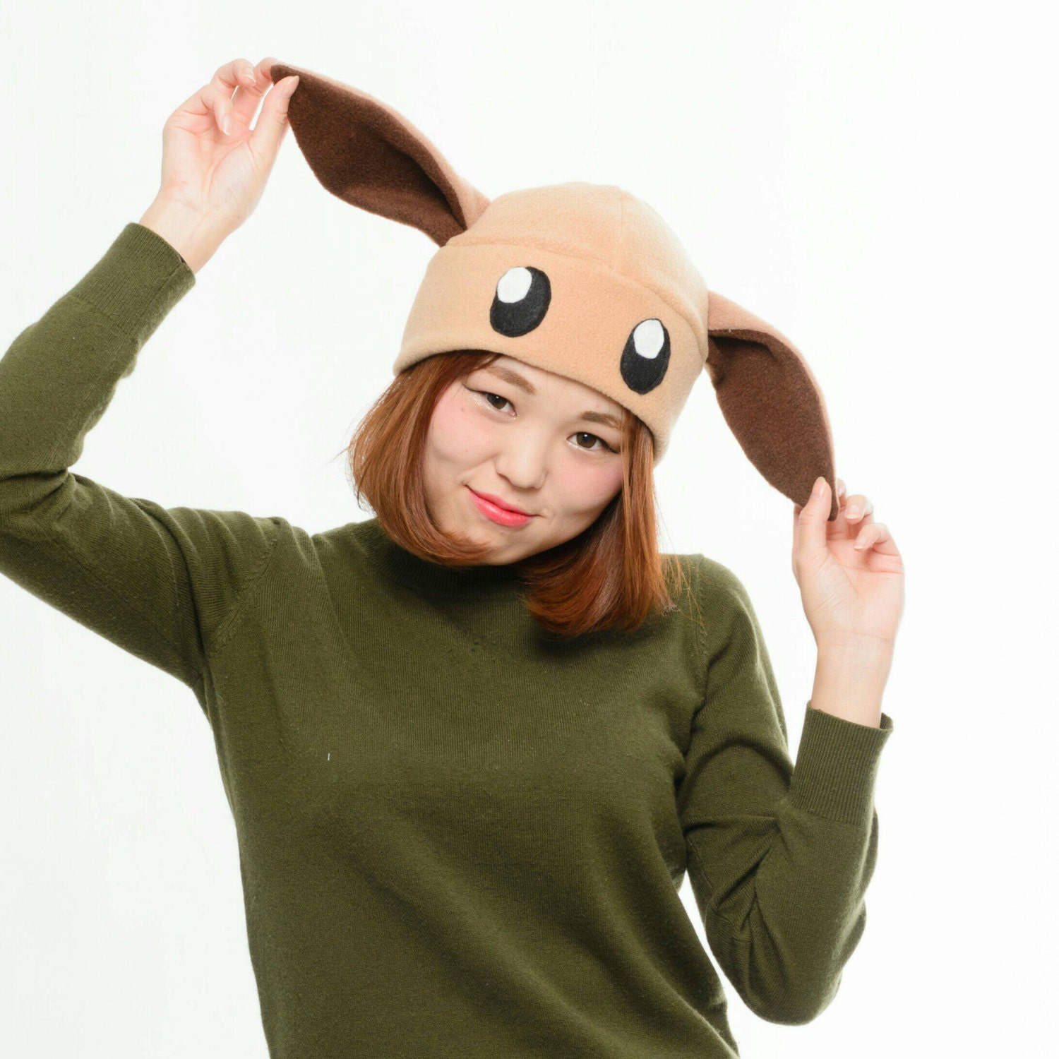 Eevee Pokemon Hat Eevee Fleece Hat Eevee Anime Hat Eevee