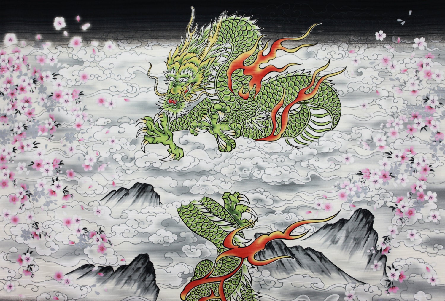 Japanese dragon wall fabric panel wall by japanmomijidesigns