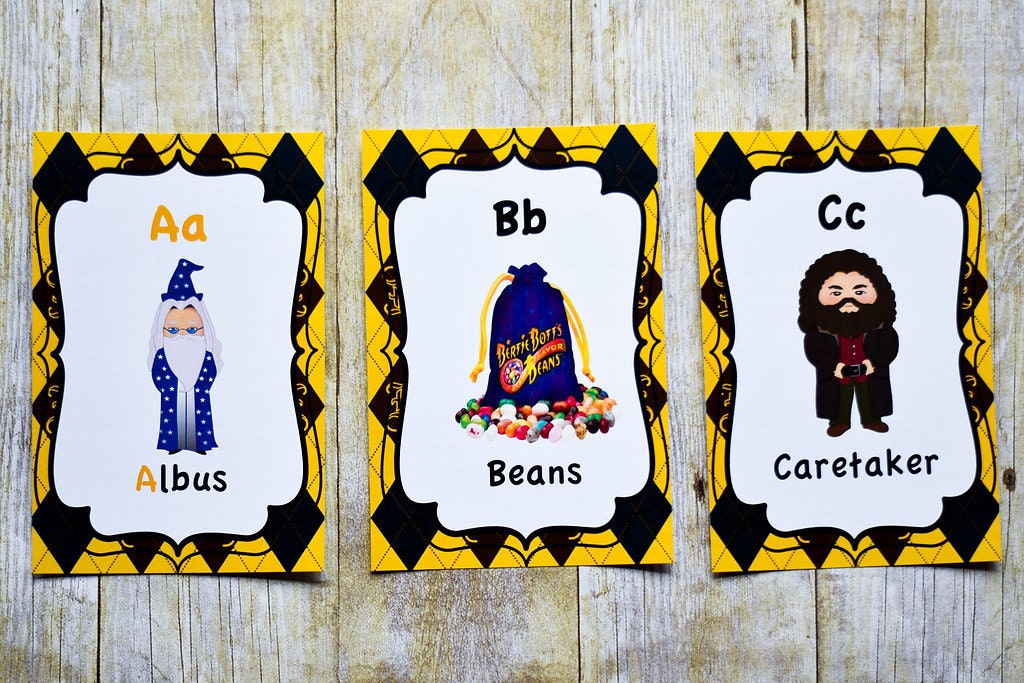 Harry Potter ABC Cards Hufflepuff House Alphabet Cards