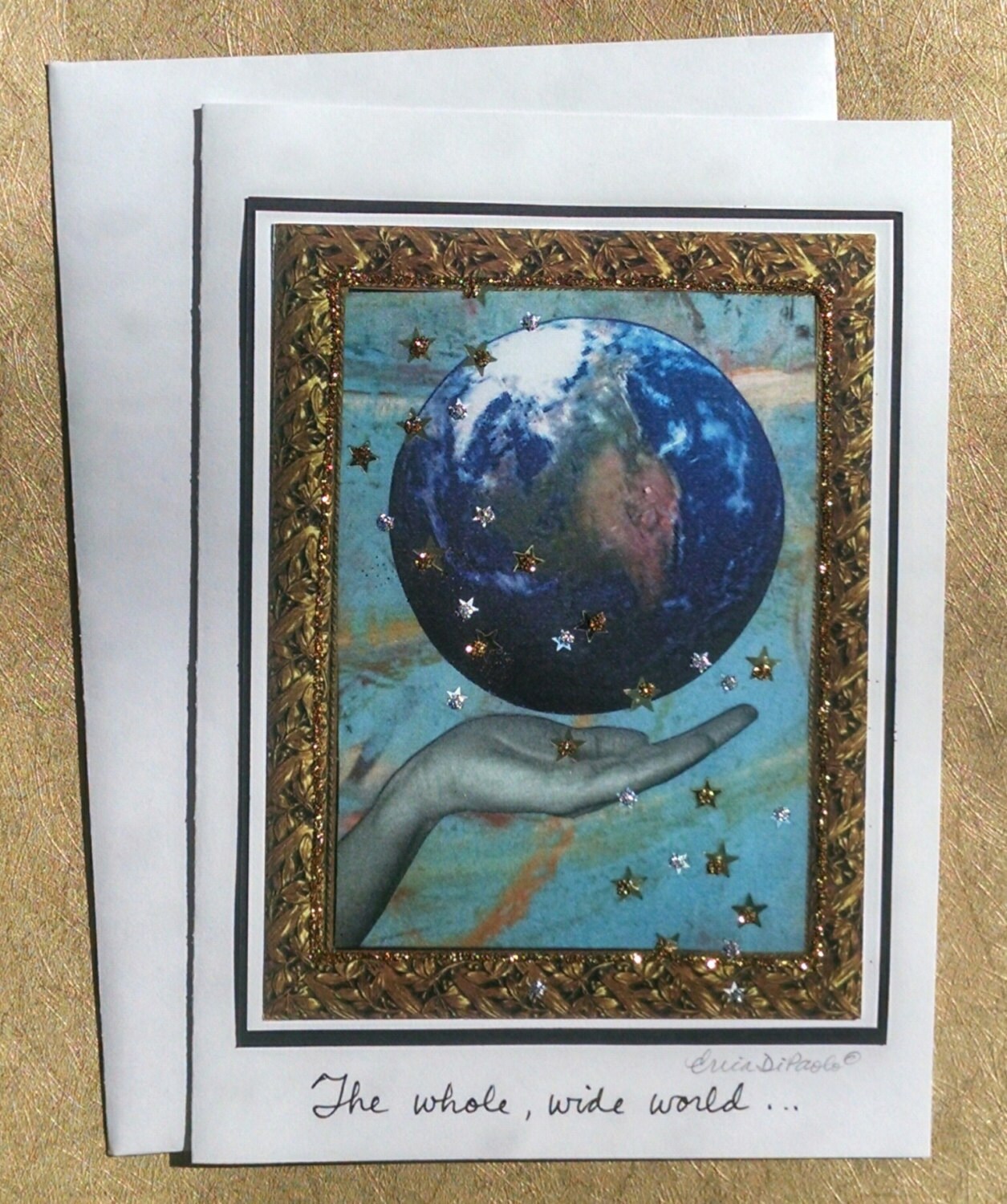 Earth World Card Earth Globe World by EricaDiPaoloDesigns on Etsy