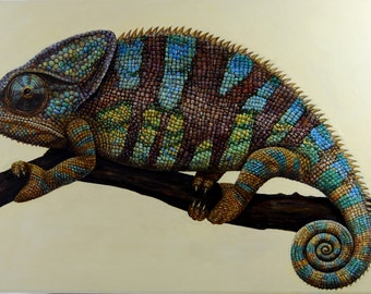 Chameleon art | Etsy