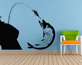 Fishing rod decal | Etsy