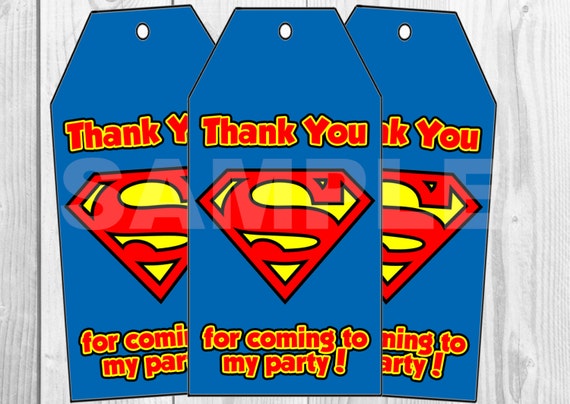 Superman Thank you Tags Printable Favour by TwinklenShineDesign