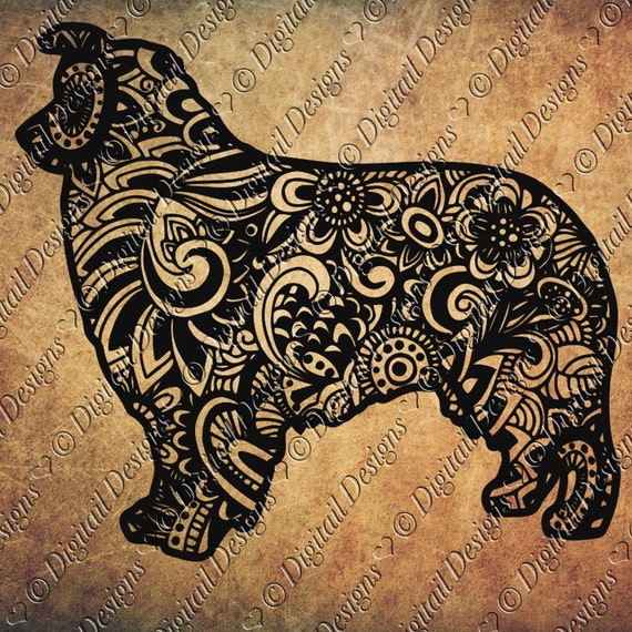 Zentangle Australian Shepherd SVG dxf fcm eps ai png cut