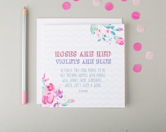 Items similar to Valentines Day Card | Roses Are Red Funny Poem | Hand ...