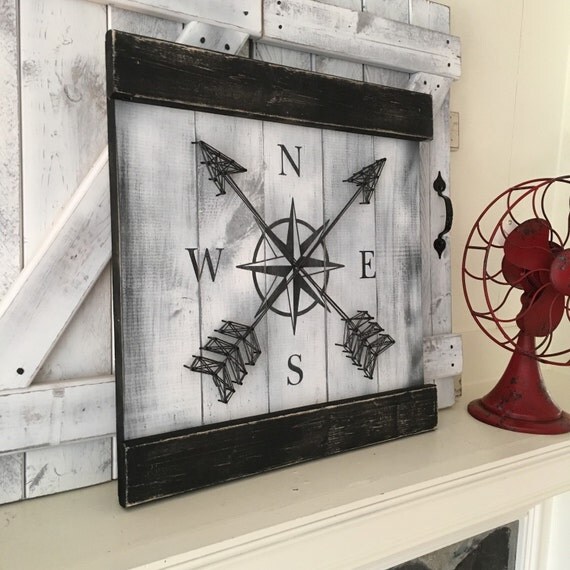 NAUTICAL WALL DECOR Compass Decor Rustic by ElevenOwlsStudio