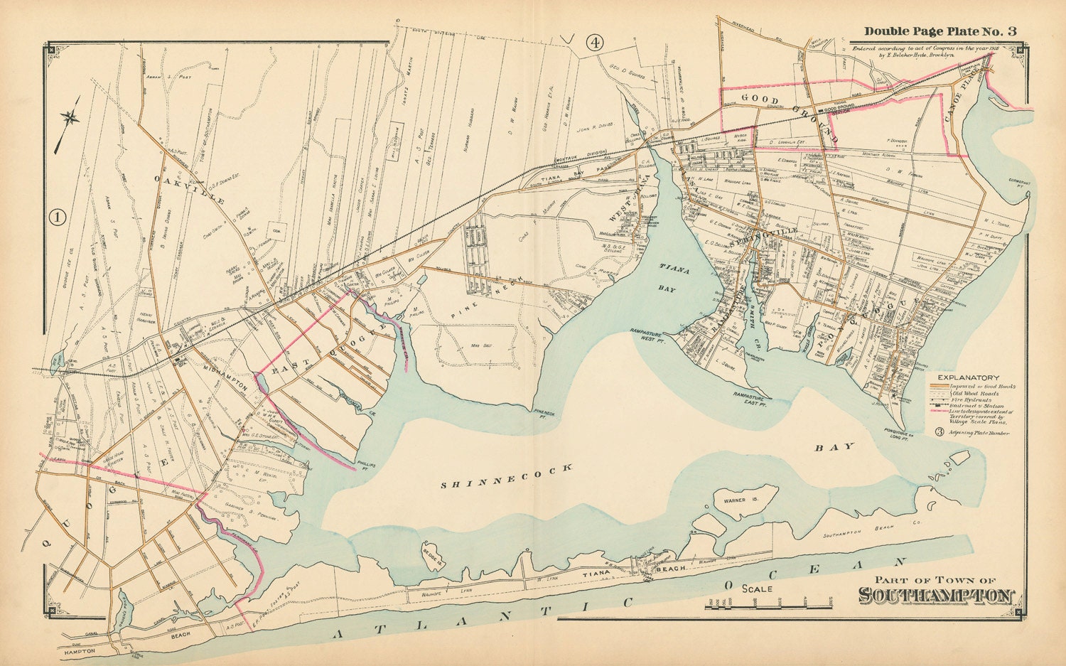 South Hampton Shinnecock Bay Tiana Beach 1916 by OldMapCompany