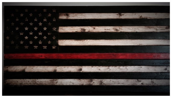 Thin Red Line Flag Wooden Red Line Flag Firefighters Flag
