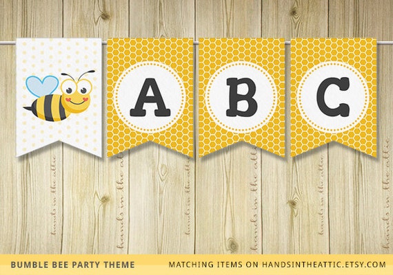 Bumblebee birthday party banner bumble bee by HandsInTheAttic