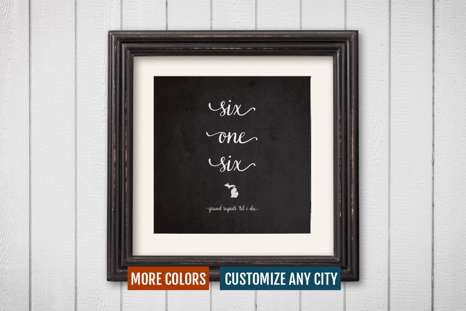 Grand Rapids 616 Area Code Print Michigan Typography Poster