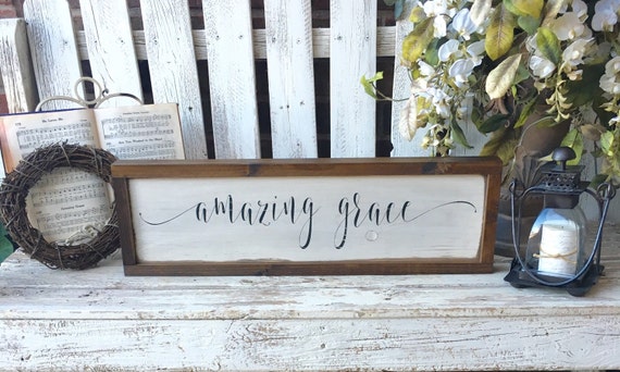Framed amazing grace Sign/Wooden amazing grace by HumblyRefined