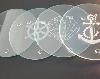 Beach glass coasters | Etsy