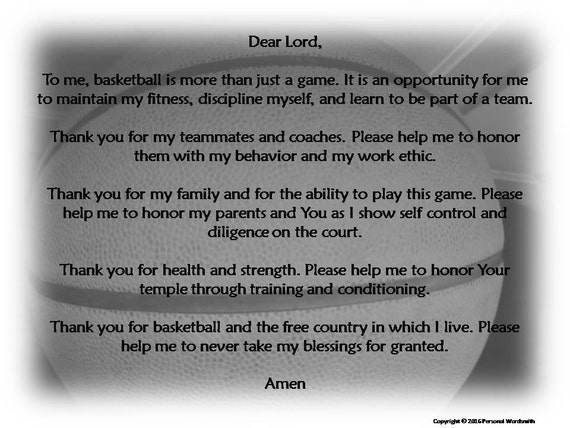 Basketball Prayer Digital Print Download Athletes Prayer