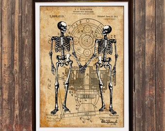 Unique skeleton poster related items | Etsy