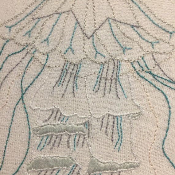 Hand Embroidered Jellyfish Wall Art