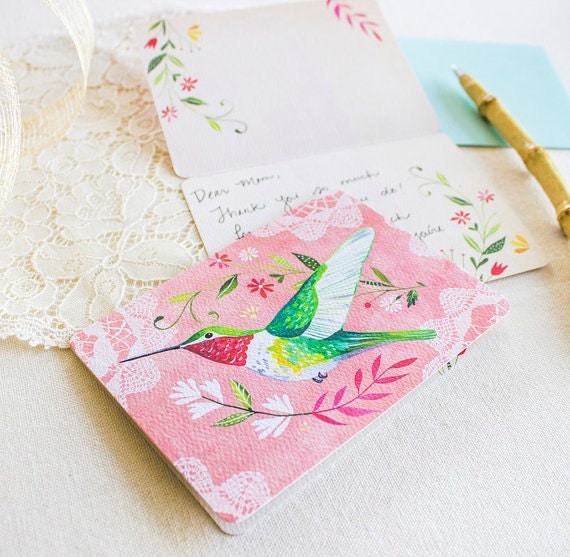 Hummingbird Notecard Set Blank Cards Stationery Katie