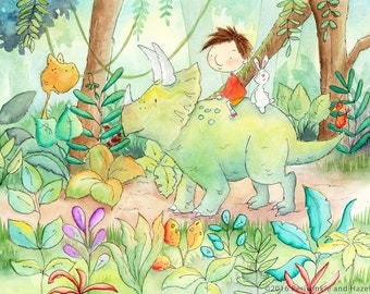 Riding a dinosaur | Etsy