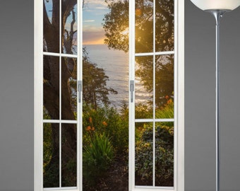 Wall mural window self adhesive window view-3 sizes