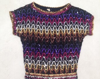 Rainbow sequin top | Etsy