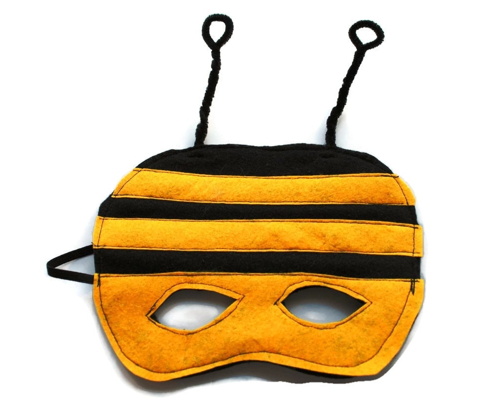 Yellow Felt Bumble Bee Mask Child Kids Black