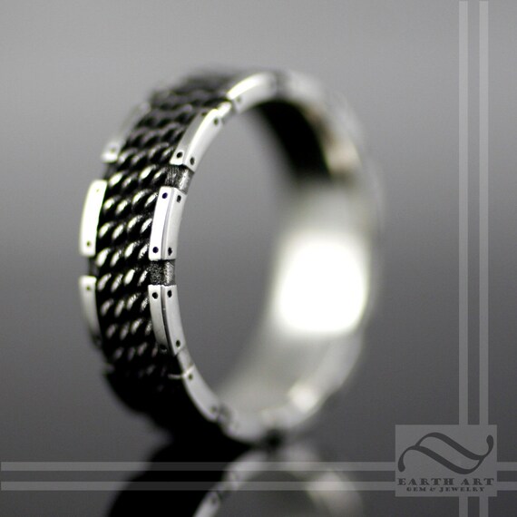 The Guardian Mens Chainmail Armor Ring Sterling Silver