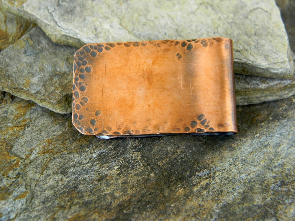 Hammered copper money clip distressed moneyclip 7th